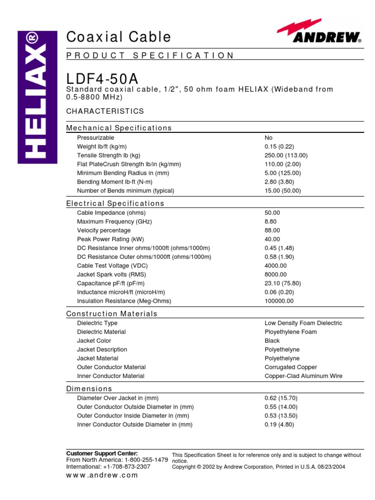 7 Ldf4-50a | PDF | Coaxial Cable | Electronic Engineering