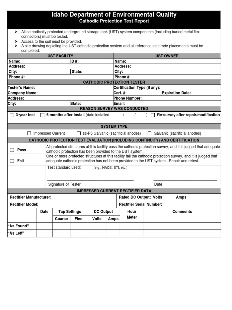 Cathodic Protection Test Report | PDF