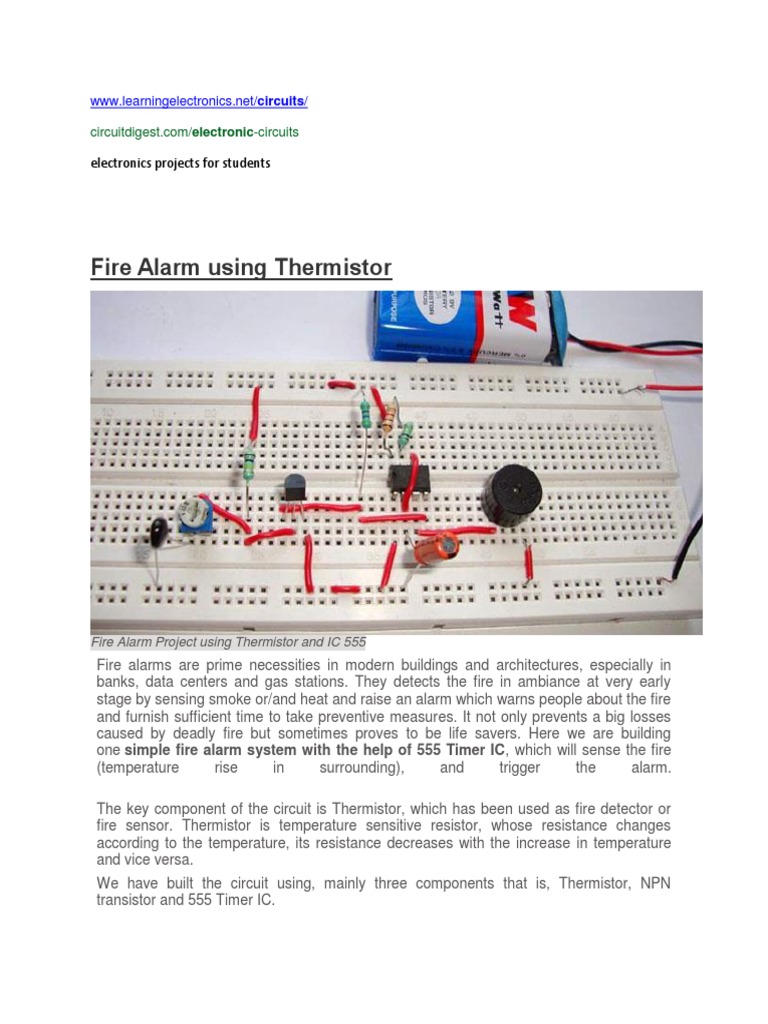 Thermistor-Based Fire Alarm Circuit | PDF | Science & Mathematics ...