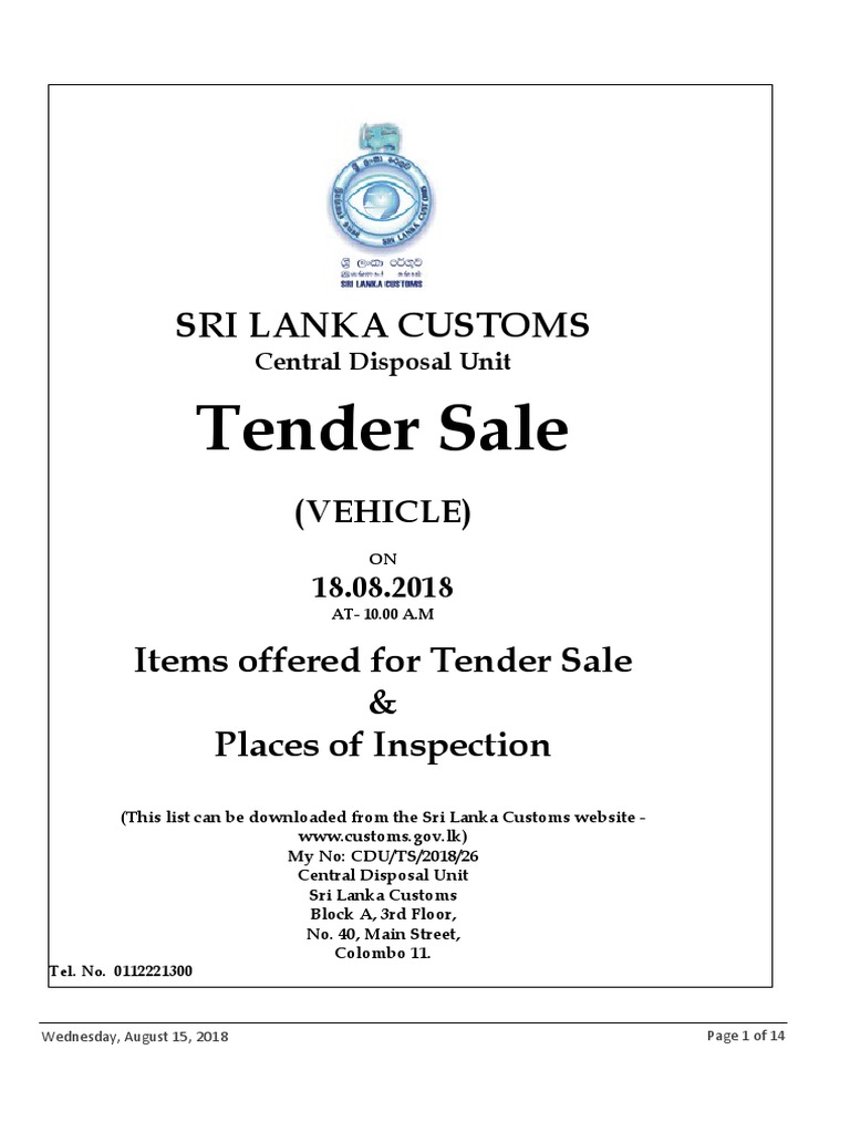 Vehicle Tender 2018 08 18 | PDF