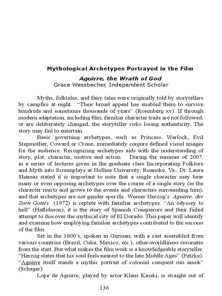 Mythological Archetypes Portrayed in The Film Aguirre The Wrath of God ...