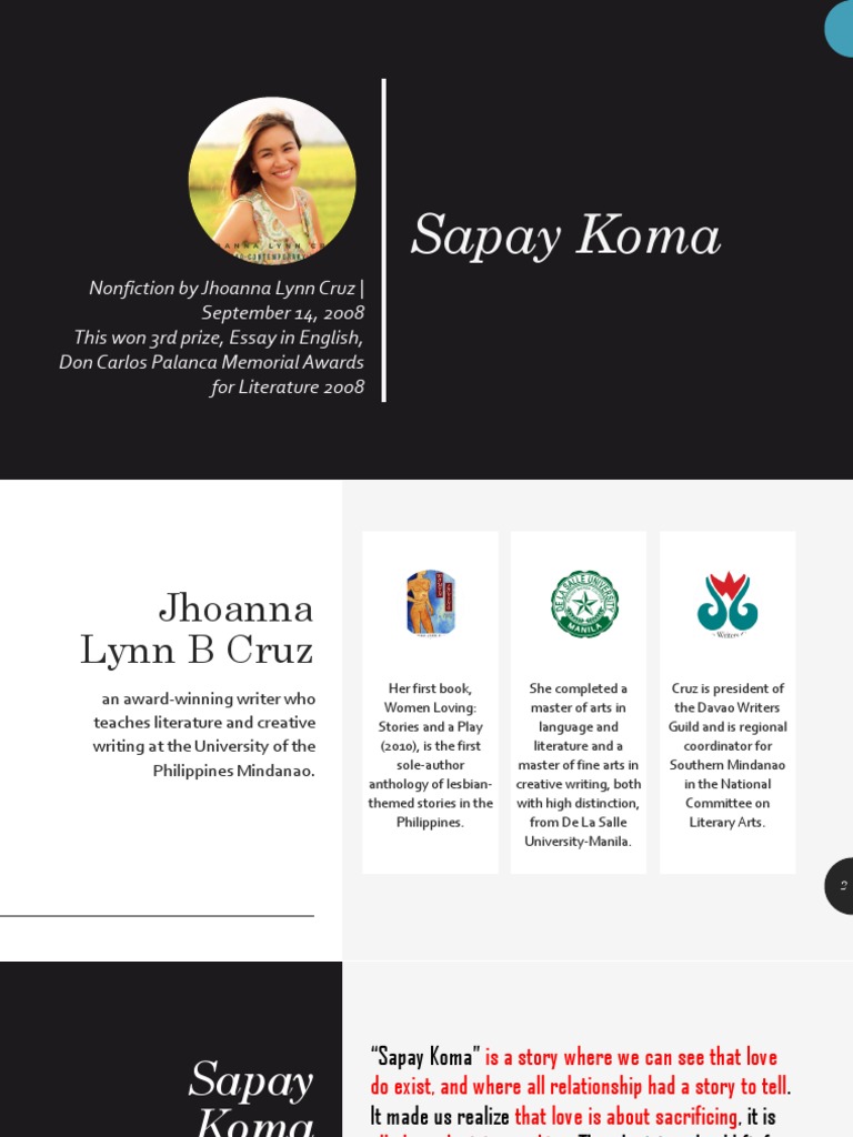 Summary of "Sapay Koma" by Jhoanna Cruz | PDF | Language Arts ...