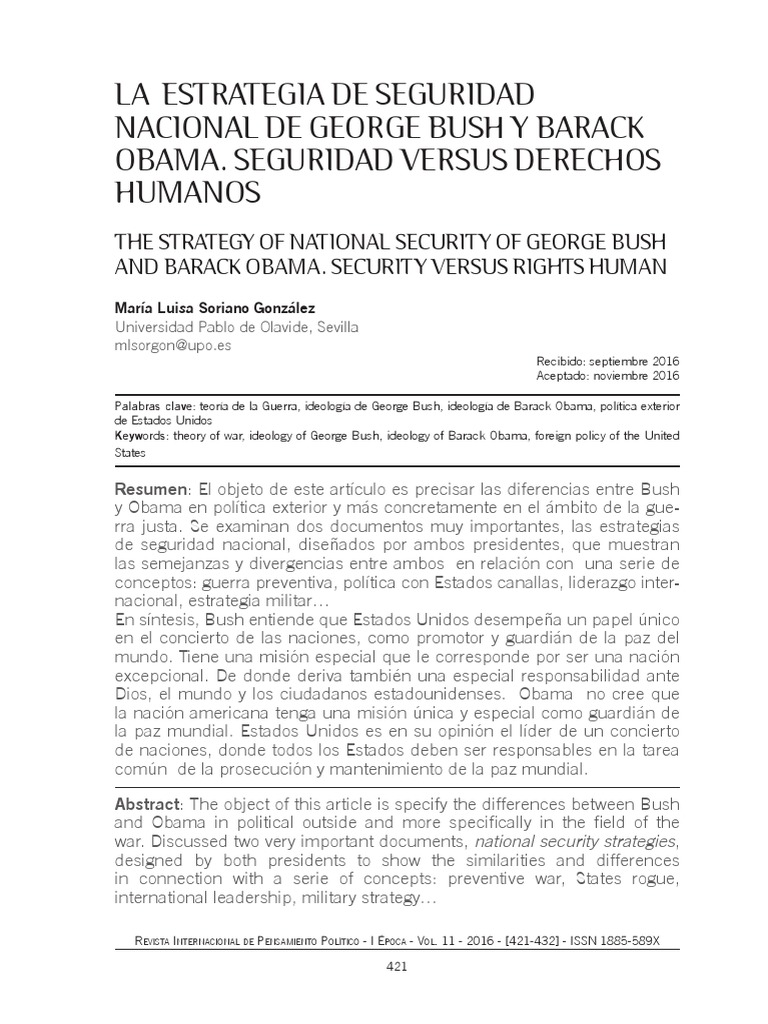 La Estrategia de Seguridad Nacional de George Bush y Barack Obama ...