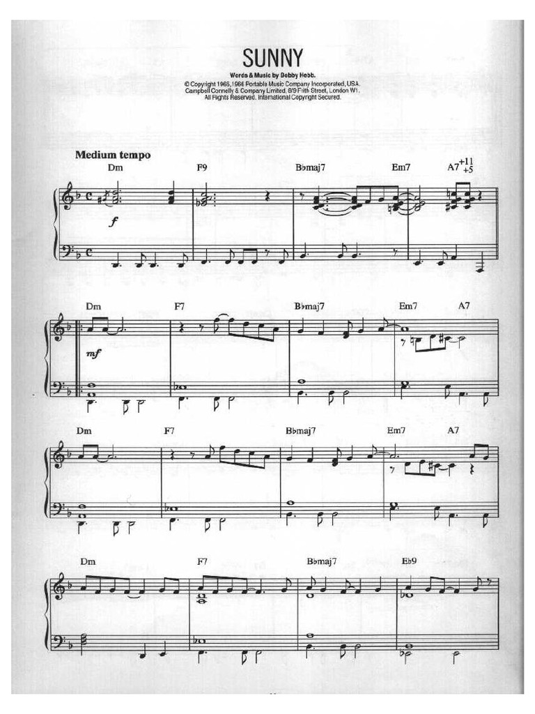 Sunny Piano Solo | PDF