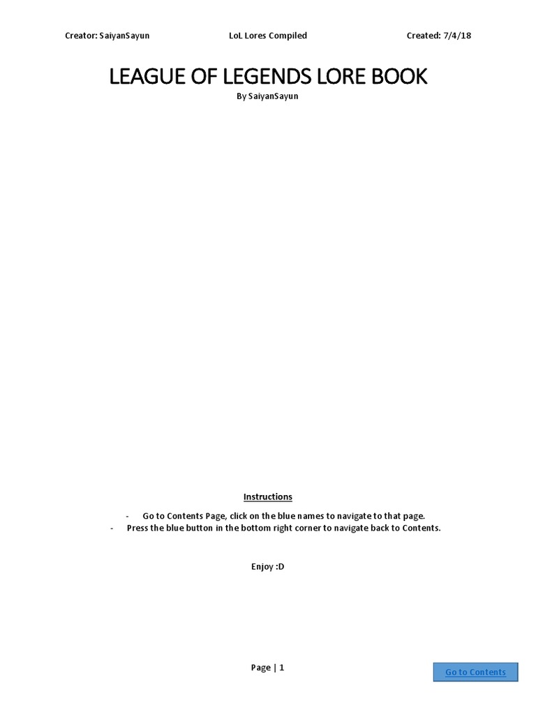 League of Legends Lore Compendium | PDF
