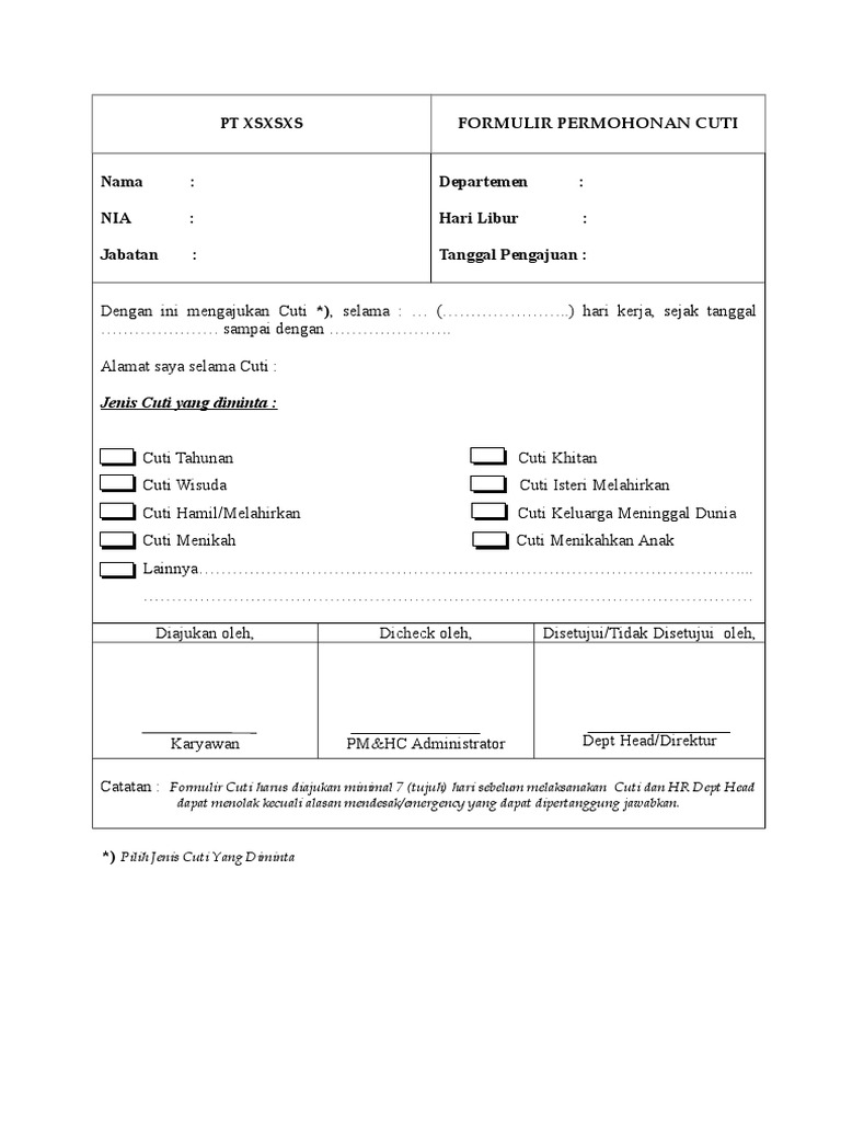 Formulir Cuti | PDF