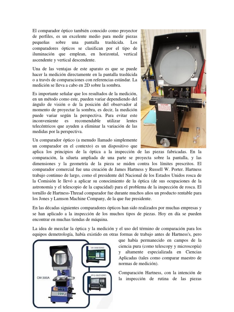 Comparador óptico: Medición y aplicaciones | PDF