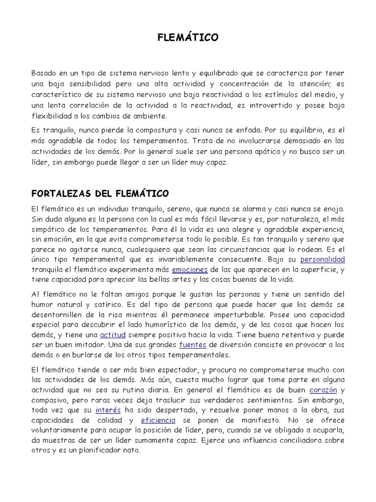 Características del Temperamento Flemático | PDF