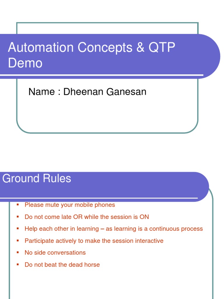 Automation Concepts And Qtp Session Pdf Areas Of Computer Science Digital Technology