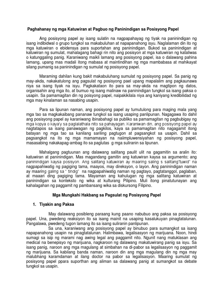 Posisyong Papel | PDF