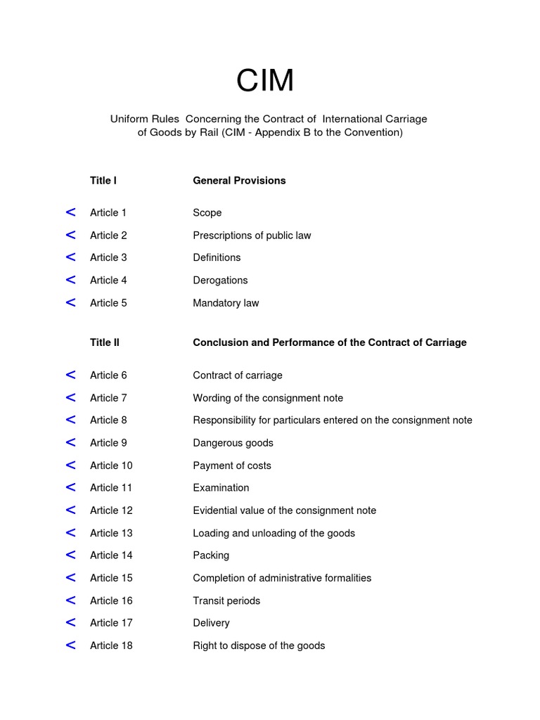 COTIF CIM 1999 e | PDF