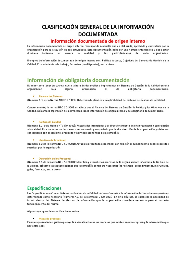 Clasificación General de La Información Documentada | PDF
