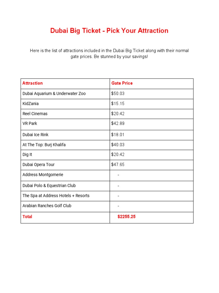 Dubai Big Ticket PDF | PDF