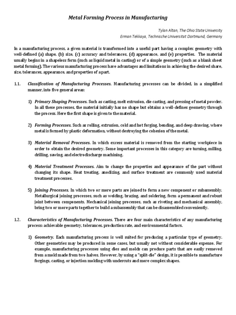 00 Metal Forming Process in Manufacturing | PDF