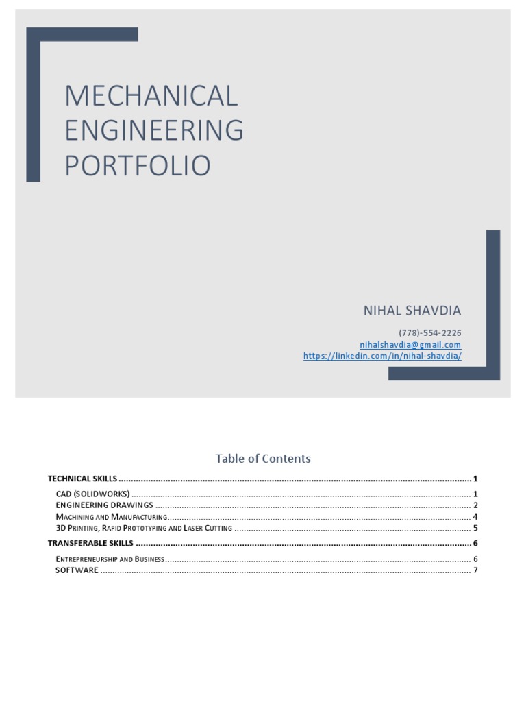 Nihal Shavdia Mechanical Engineering Portfolio | PDF