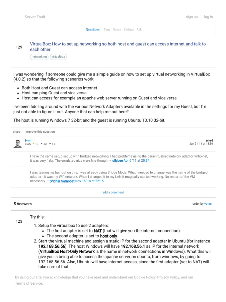 VirtualBox - How To Set Up Networking So Both Host and Guest Can Access ...