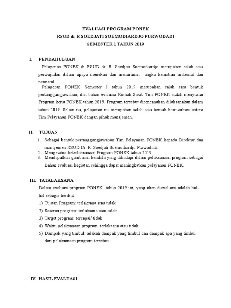 PONEK Evaluasi | PDF