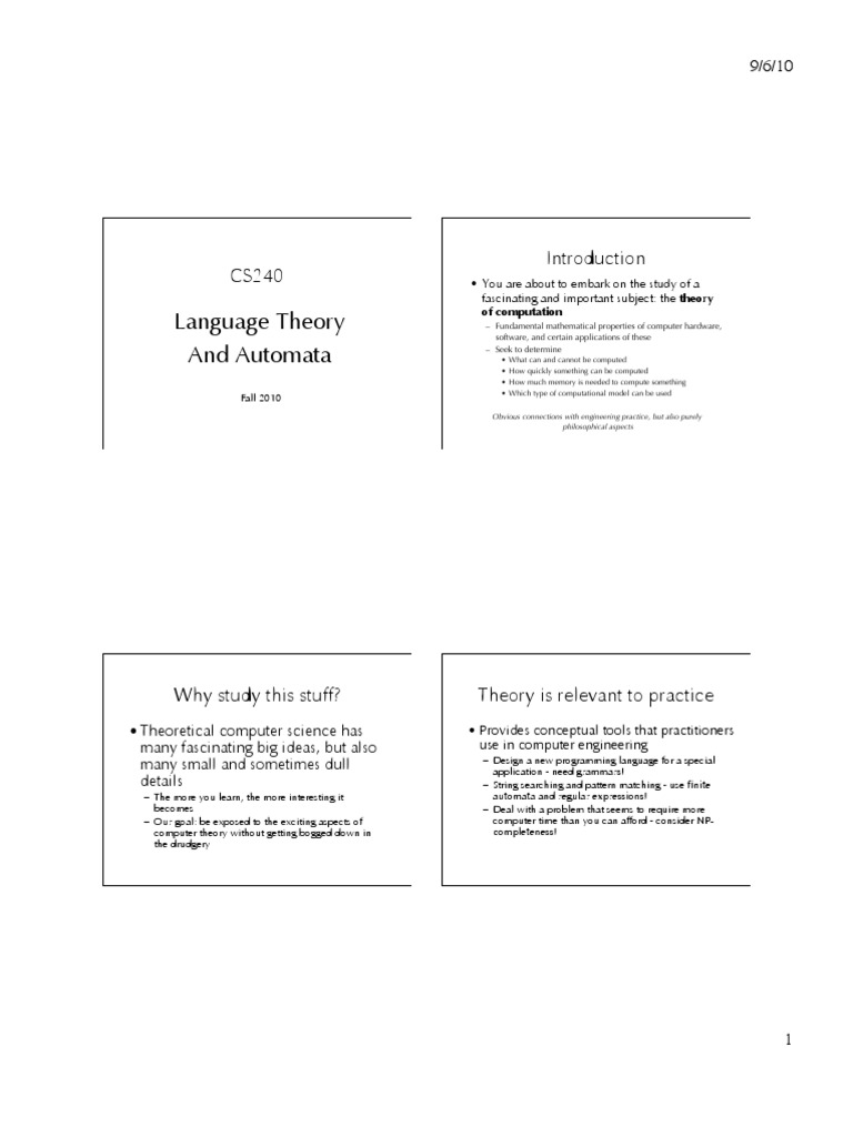 Language Theory and Automata | PDF | Mathematical Proof | Computational Complexity Theory