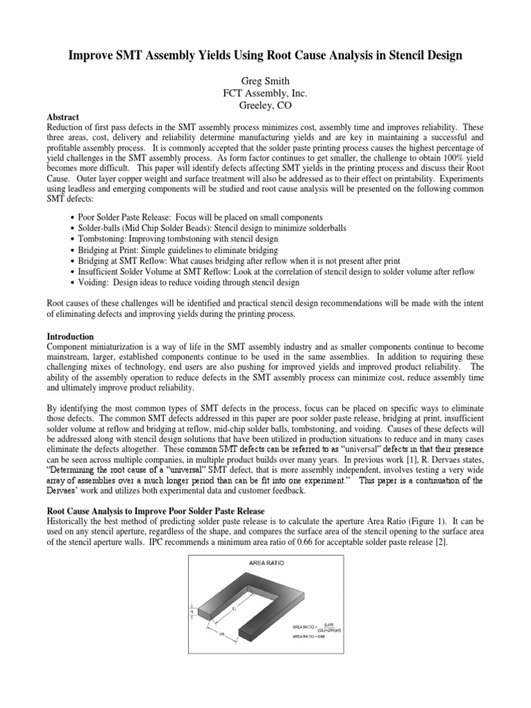 Improve SMT Assembly Yields Root Cause Analysis Ipc | PDF