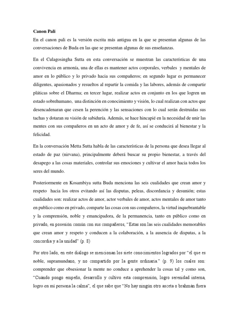 Introducción al Canon Pali | PDF