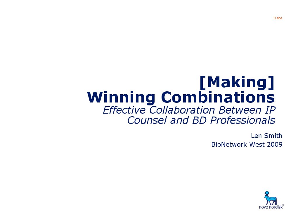 Making Winning Combinations, LenSmithNovonordisk | PDF | Government ...