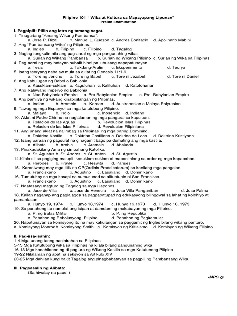Filipino 101 | PDF
