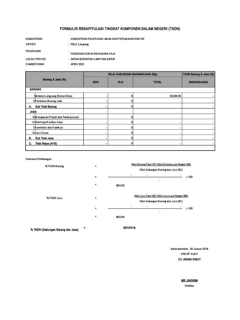 Contoh TKDN Dalam Proyek | PDF