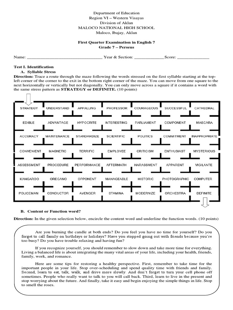 Grade 7 Ste Exam | PDF | Linguistics | Languages