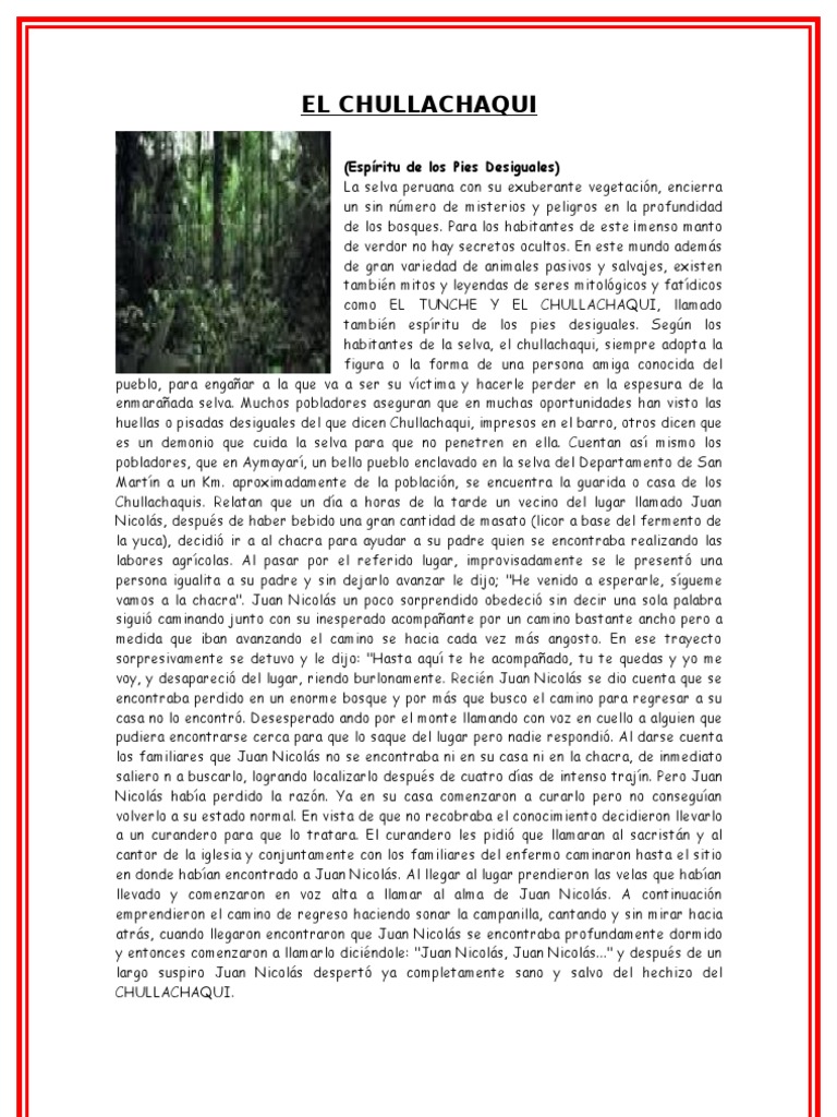 La leyenda del Chullachaqui en la selva | PDF | Ocio
