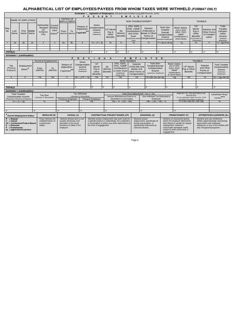 RMC No. 73-2019 - 1604C Alphalist Format Jan 2018 Final2 | PDF ...