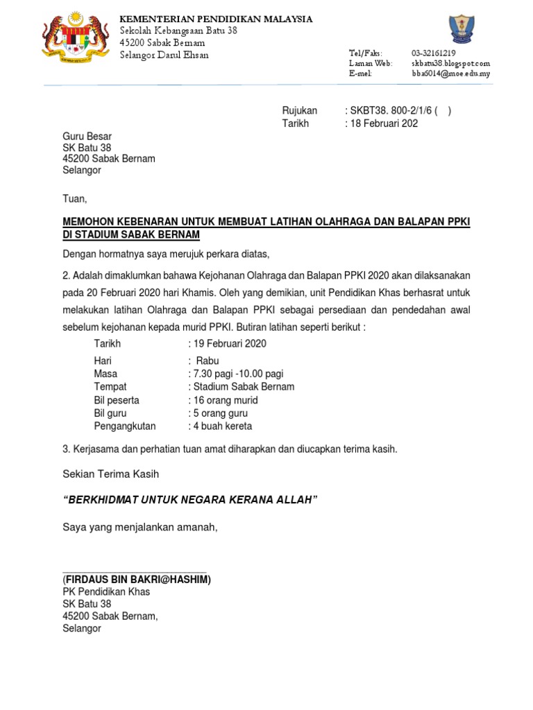 Surat Latihan Olahraga Di Stadium | PDF