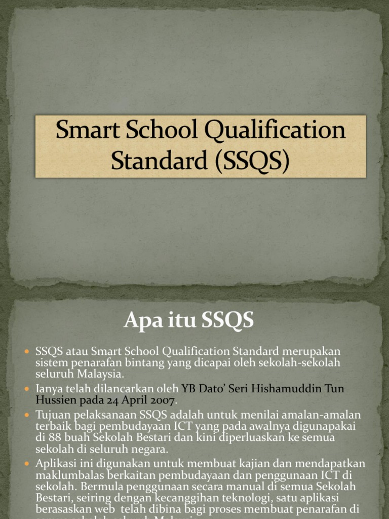 Smart School Qualification Standard (SSQS) | PDF