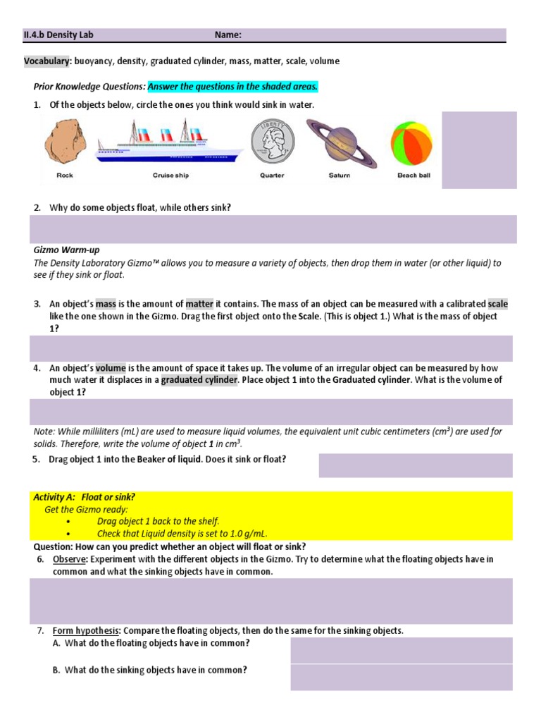 II.4.b DensityLab | PDF | Buoyancy | Density