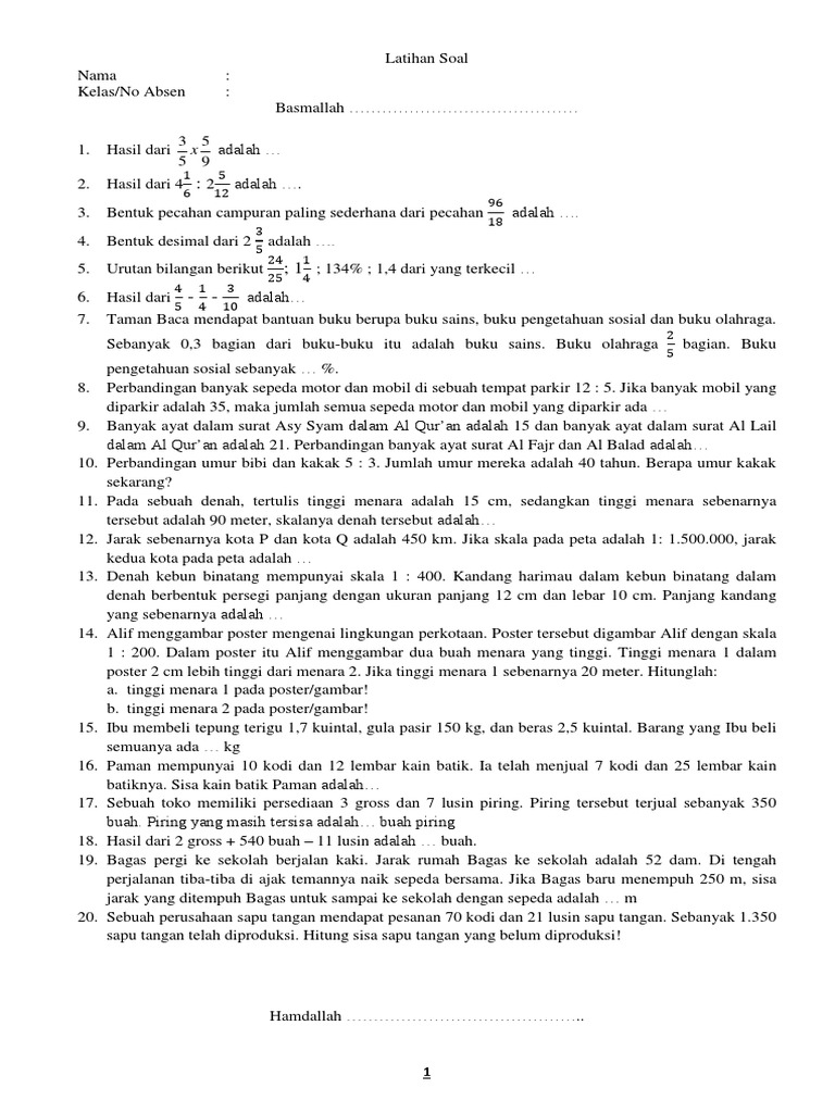 Latihan Soal PTS 2 Math | PDF