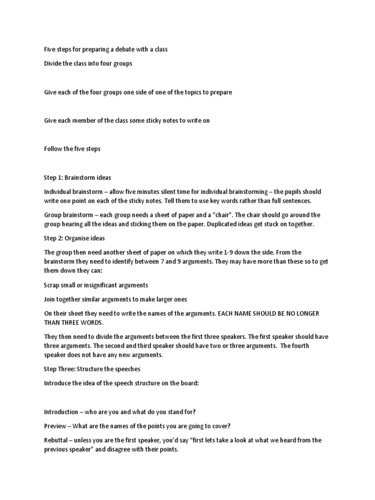 Five Steps For Preparing A Debate With A Class | PDF | Human ...