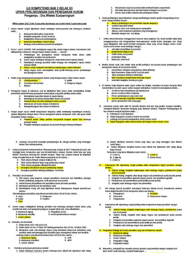 SOAL BAB 2 Remidii Belajay Woyy | PDF | Ilmu Sosial | Hukum