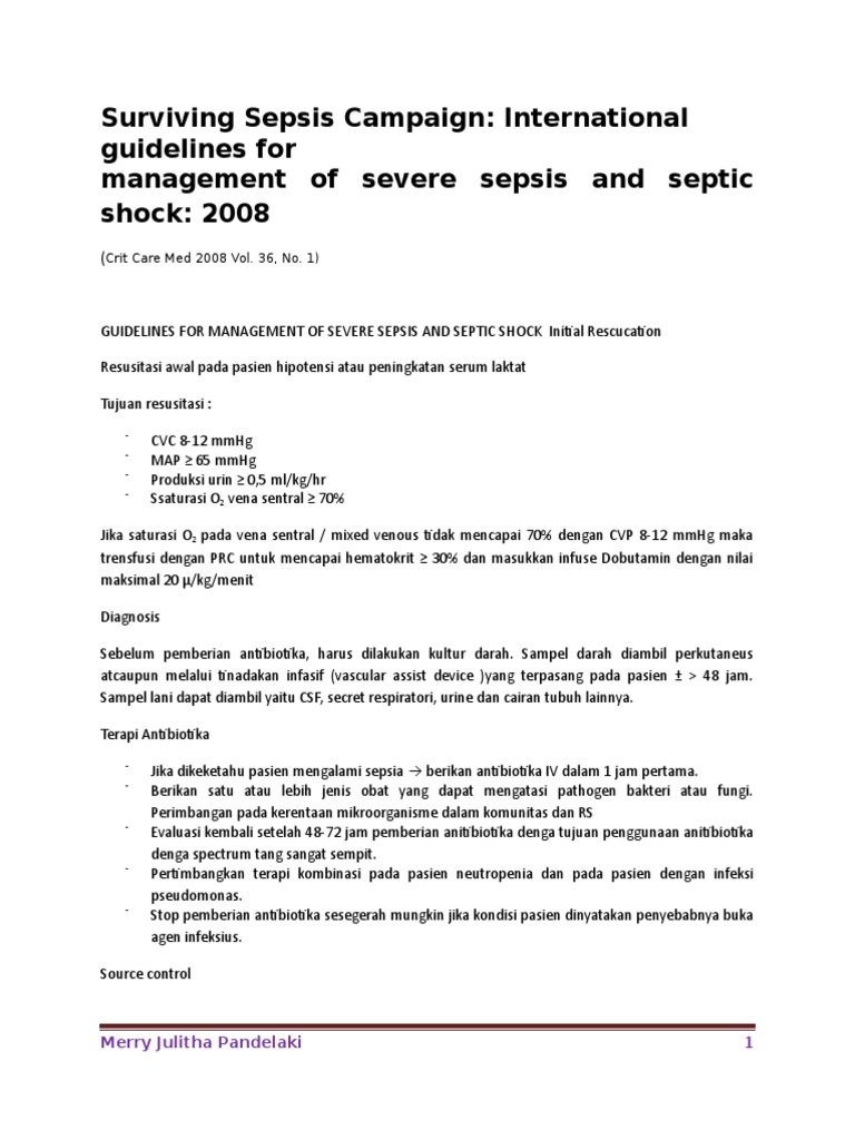 Pedoman Manajemen Sepsis Berat 2008 | PDF | Pengembangan Diri ...