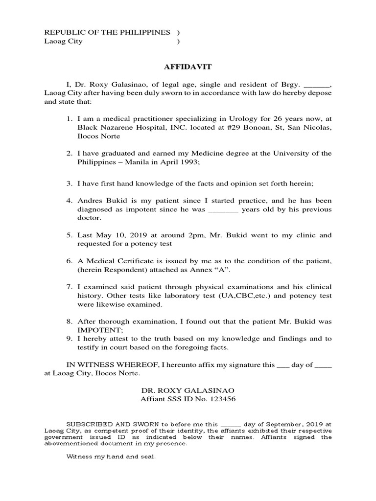 Doctor Affidavit | PDF | Affidavit | Health Care
