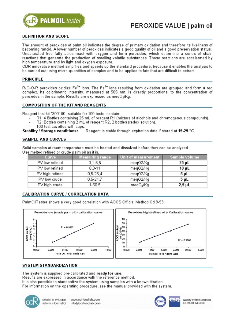 Palm Oil - Peroxide Value | PDF | Redox | Chemistry