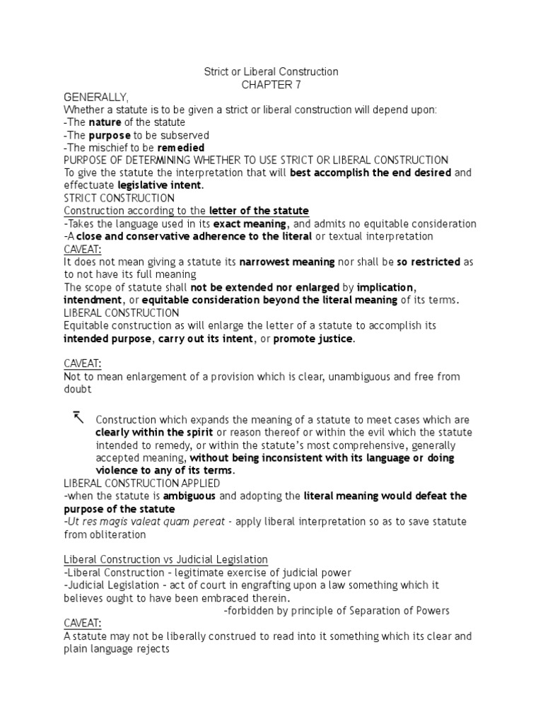 Strict and Liberal Construction | PDF | Statutory Interpretation | Tax ...