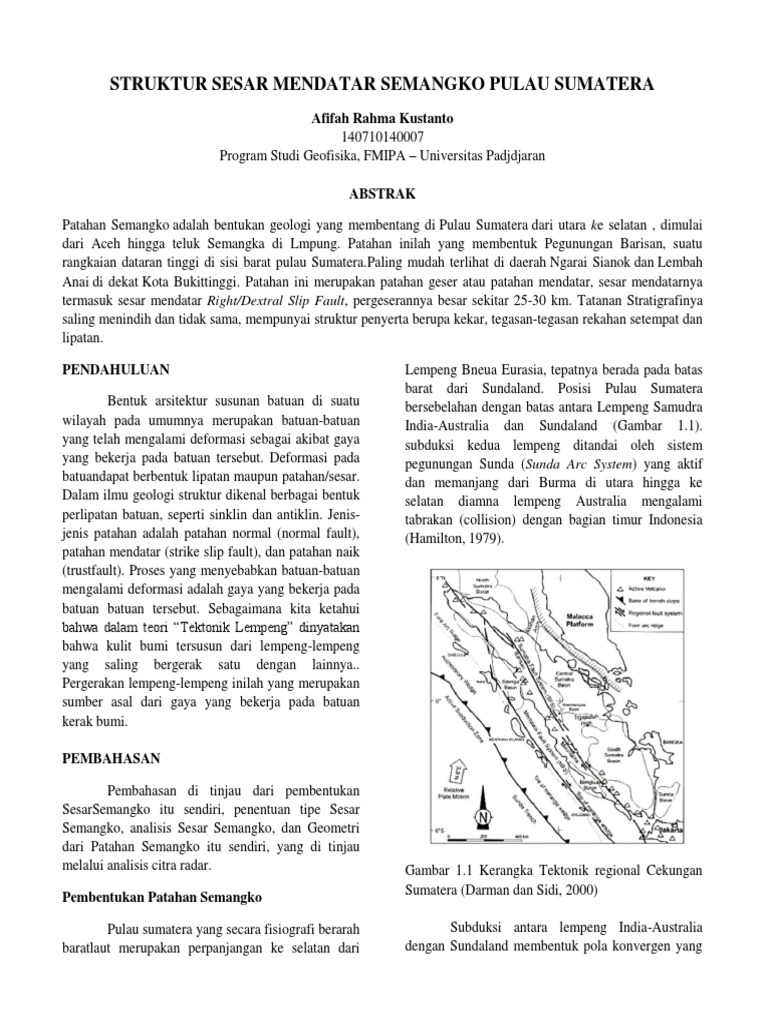 Geologi Sesar Semangko Sumatera | PDF | Sains & Matematika