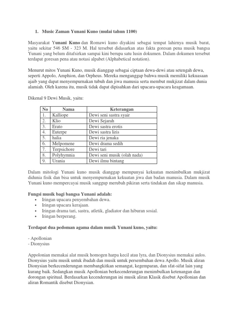 Music Zaman Yunani Kuno | PDF | Ilmu Sosial | Klasik