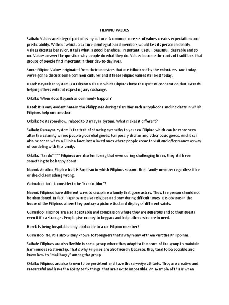 Positive Filipino Values | PDF | Philippines | Social Group