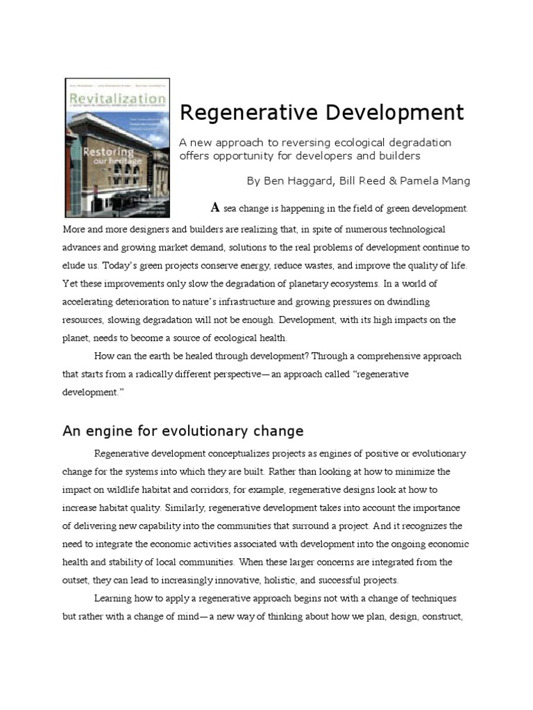 Regenerative Development | PDF | Ecology | System