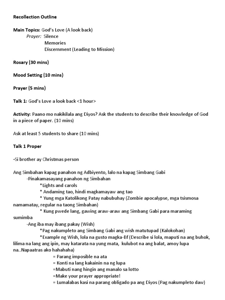 Recollection Outline | PDF