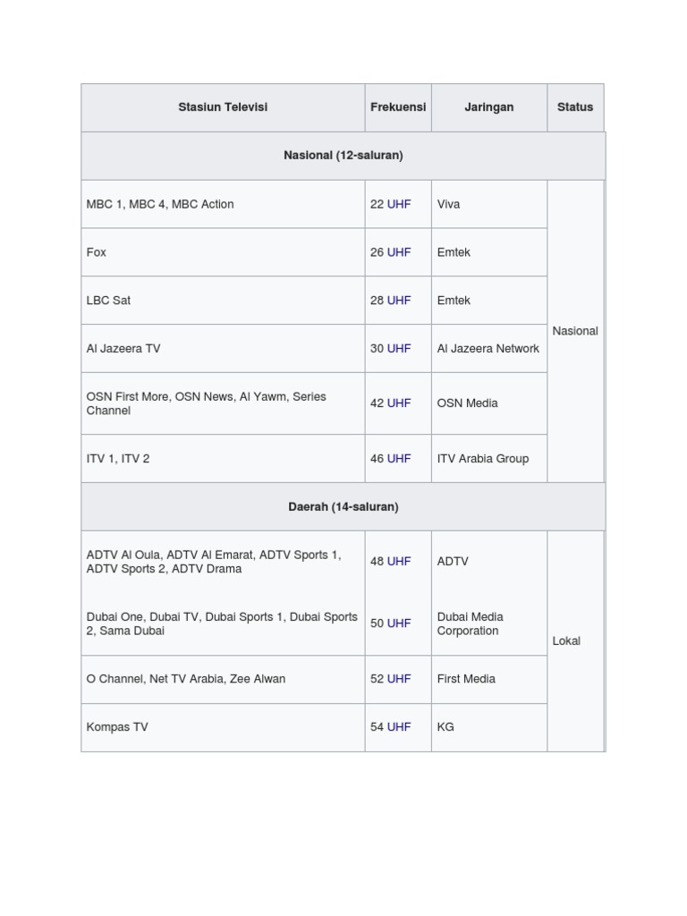 Dubai TV Channels Overview | PDF