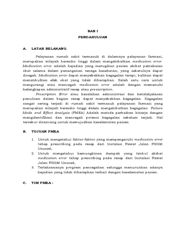 FMEA Medication Error | PDF