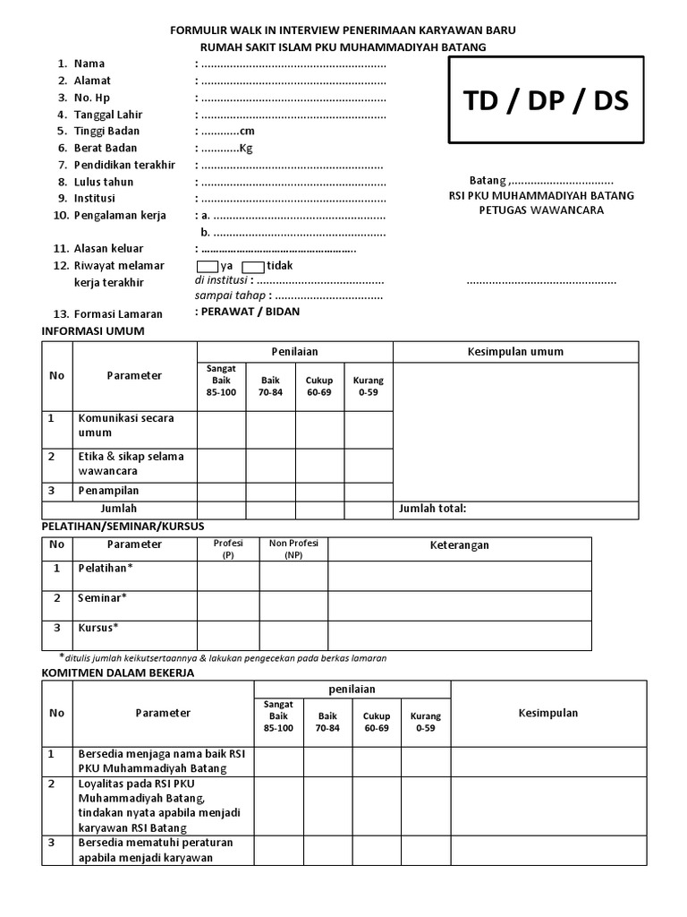 FORM Walk in Interview | PDF