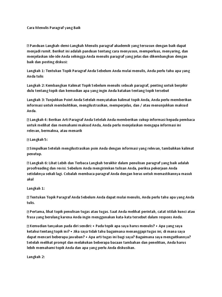Cara Menulis Paragraf Yang Baik Pdf