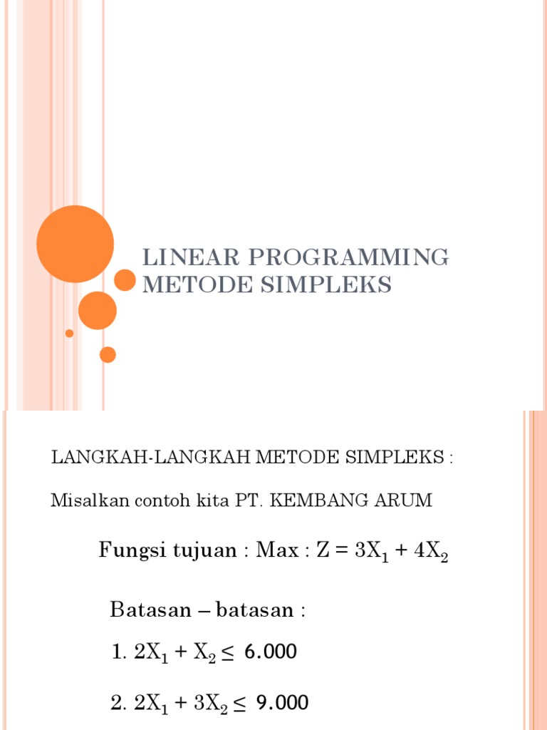 Linear Programming, Metode Simpleks | PDF